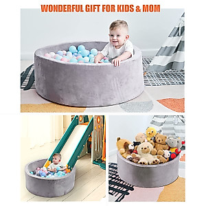 LEKILV Foam Ball Pit for Toddlers, 1-3 Year Old Kids Baby Gift Indoor, Soft Velvet Fabric, Balls or Toys Storage Organizer (Note: no Ball)