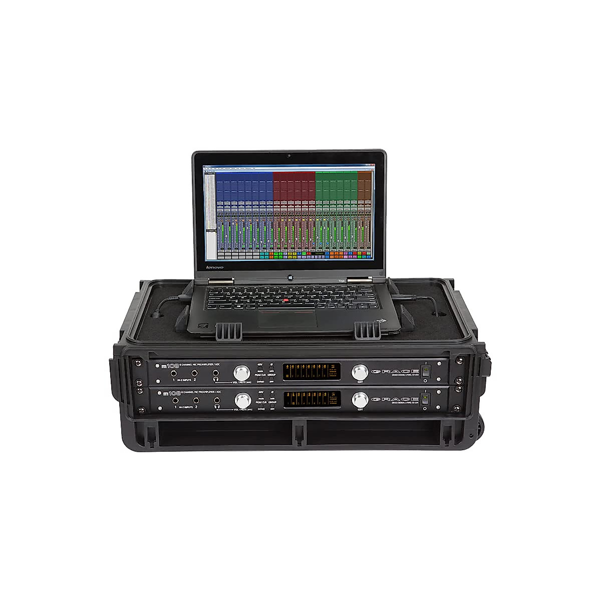 SKB Injection Molded Waterproof 2U Studio Flyer Rack Case with Wheels and Pull Handle