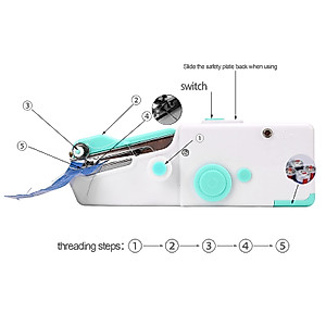 Jeanoko Mini Portable Sewing Machine, Handheld Sewing Machine Multipurpose Cordless Portable Sewing Machine for Beginners Kids Adults Quick Mending Machine