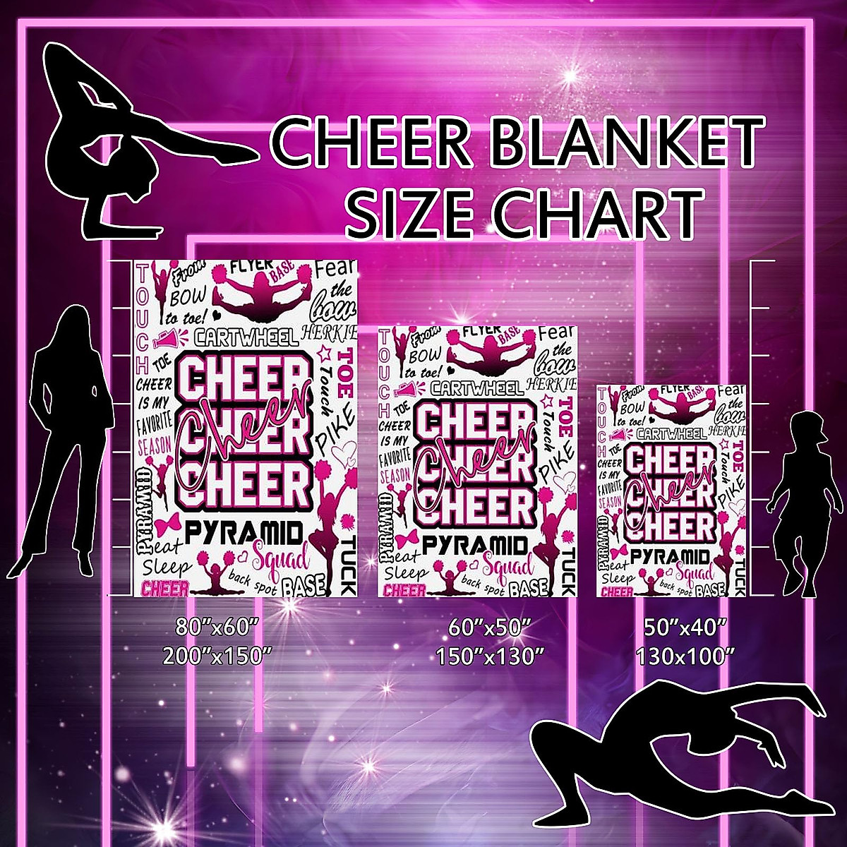 Yiyeqiu Cheer Blanket Cheerleader Blanket for Girls 50"x60" Cheerleader Gifts Throw Blanket Cheer Gifts for Cheerleaders Cheerleading Blanket for Teens Cheerleading Gifts for Kids Sofa Couch