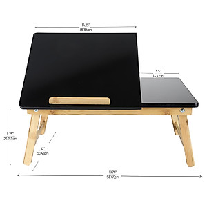 Mind Reader Lap Desk Laptop Stand, Bed Tray, Dorm Room, Folding Legs, Rayon From Bamboo, 21.25"L x 13.19"W x 8.25"H, Black