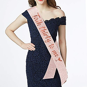 "Talk Thirty to me" Sash & Rhinestone Tiara Set - 30th Birthday Gifts Rose Gold Glitter Birthday Sash for Women Birthday Party Favors
