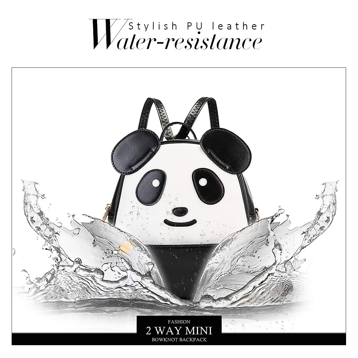 Girls Mini Backpack Toddler 3D Animal Casual Daypack PU Leather Preschool Convertible Shoulder Bag Gift for Kids (Black-01)
