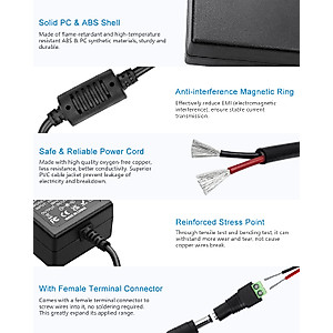 ALITOVE 12V 3A Power Supply Adapter 100~240V AC to DC 12 Volt 3 Amp 36W Converter 12 vdc 3000mA 2.2A 2.4A 2.5A 2.8A Available 5.5mm x 2.5mm 2.1mm for LED Strip Light CCTV Security Camera Router