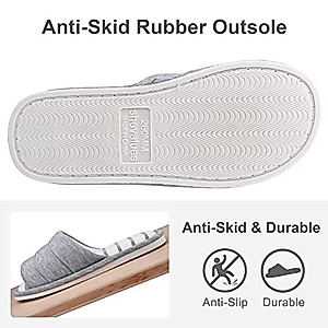 Shevalues Women's Soft Indoor Slippers Open Toe Memory Foam Cotton House Slippers, Light Grey 260