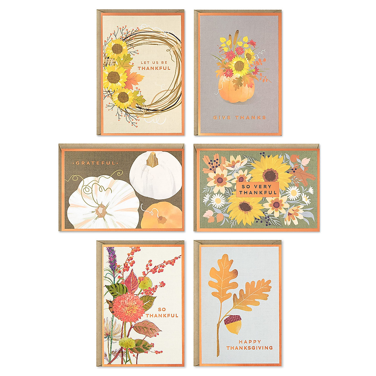 Hallmark Thanksgiving Cards Assortment, Thankful (36 Assorted Cards with Envelopes)