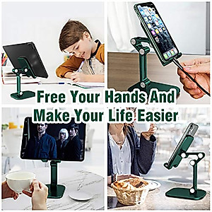 Cell Phone Stand Angle Height Adjustable Cell Phone Holder Desktop Phone Stander Cradle Dock Universal Compatible with All Mobile 4"-12.9" Phone /iPad/Kindle/Tablet Switch (Green)