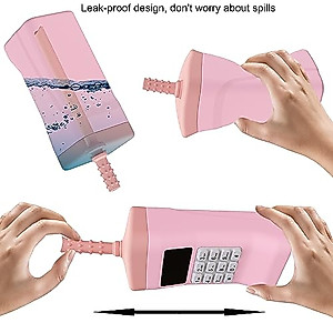 ZFQQ 100% Silicone Baby Training Cup With Teething Straw, Three Optional Colors | Spill Proof Silicone Toddler Cups | Baby Drinking Cup With Straws And Lid 6.8 Oz, For 6+ Months, Bpa-Free (Pink)