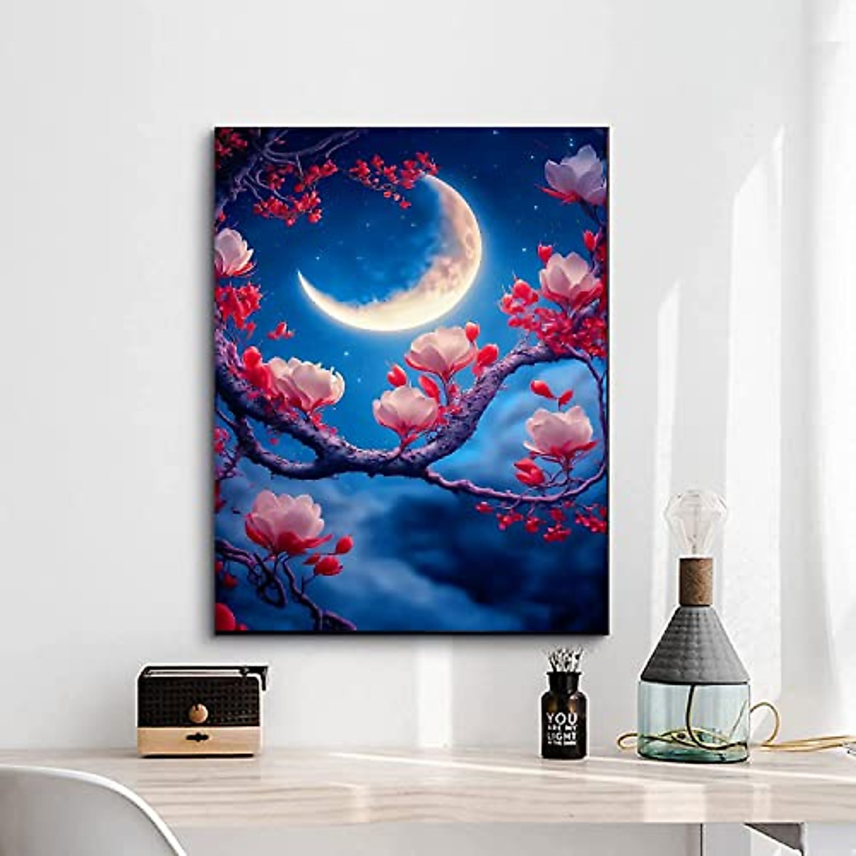 Lunyloer Diamond Painting, 5D Moon Diamond Painting Art Kits for Adults, DIY Full Drill Diamond Dots Paintings Picture Arts Embroidery Craft Kits for Home Wall Art Decor 12 X 16 Inch