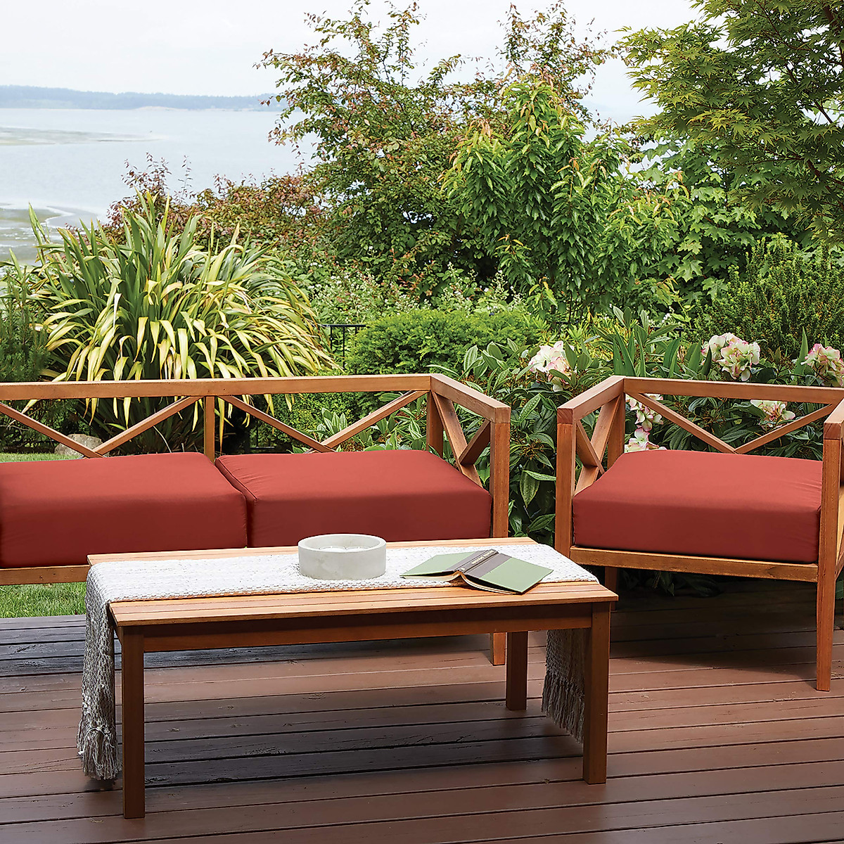 Classic Accessories Ravenna Water-Resistant 25 x 22 x 4 Inch Patio Back Cushion, Spice, Outdoor Loveseat Cushions