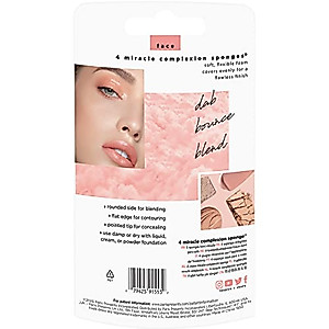 Real Techniques Miracle Complexion Sponge, Makeup Blending Sponge, For Foundation, Offers Light To Medium Coverage, Natural, Dewy Makeup, Orange Sponge, Latex-Free Foam, 4 Count