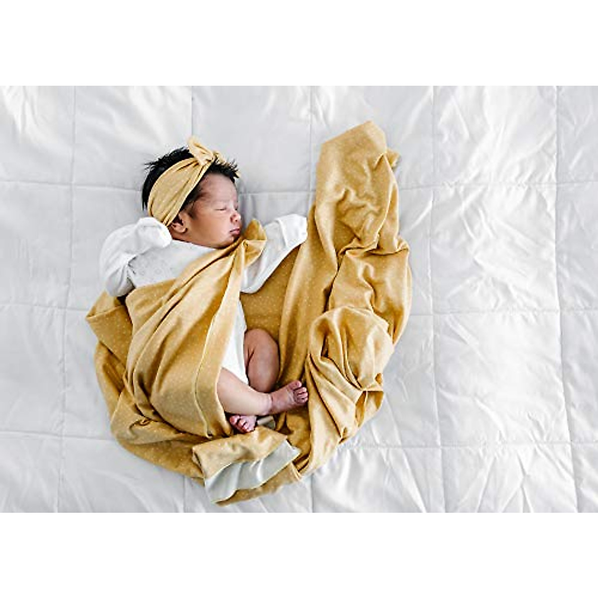 Copper Pearl Baby Swaddle Blanket - Premium Knit Baby Blanket, Large Soft Stretchy Receiving Blankets for Baby Boy and Girl, Swaddles for Newborn, Infant, and Toddler (Marigold)