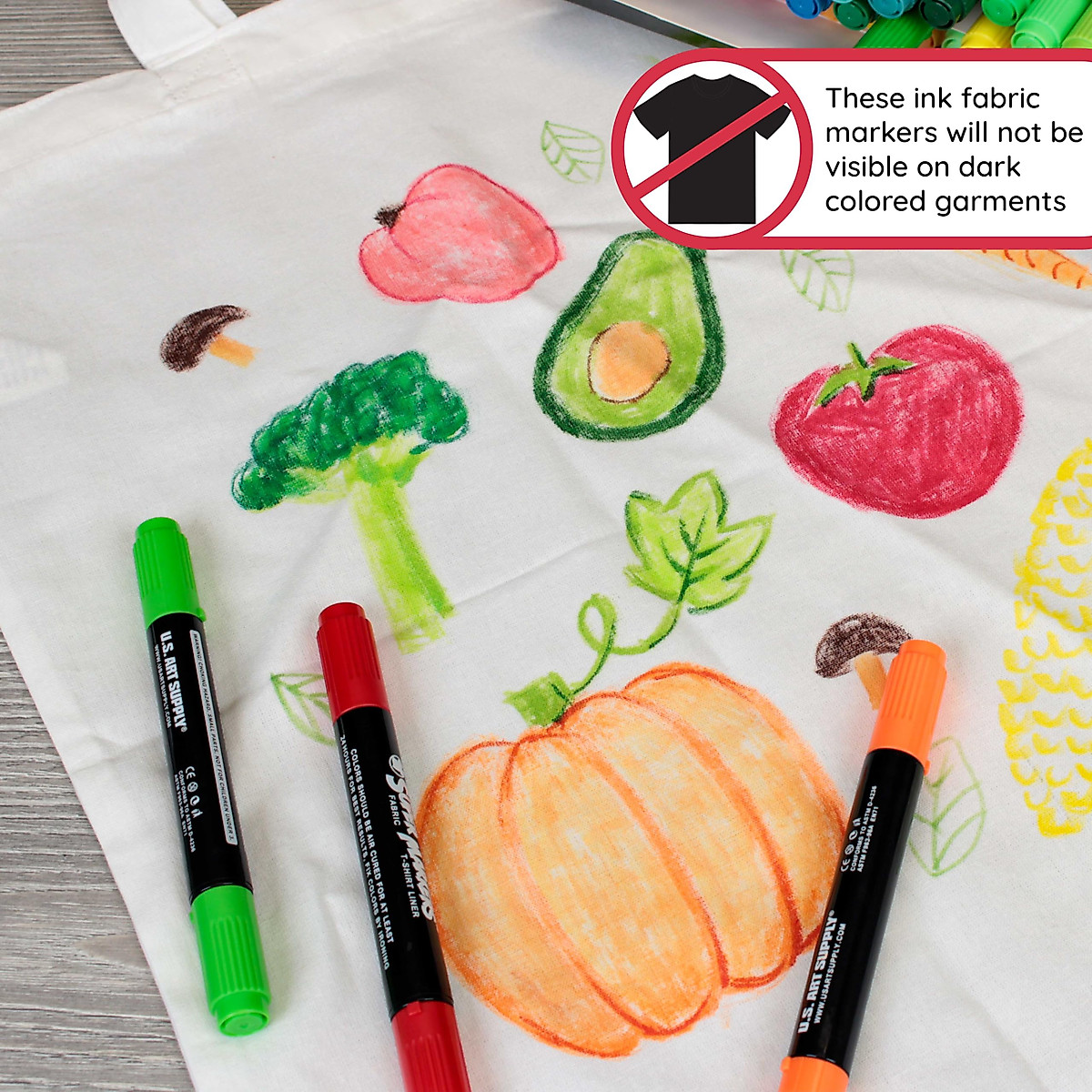 Super Markers 20 Unique Colors Dual Tip Fabric & T-Shirt Marker Set-Double-Ended Fabric Markers with Chisel Point and Fine Point Tips - 20 Permanent Ink Vibrant and Bold Colors