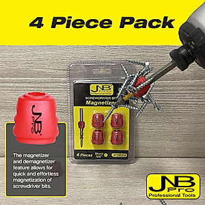 JNB Pro 4 Pcs Magnetic Screw Ring Magnetizer for Screwdriver Bits, Removable 1/4 Inch 6.35 mm Hex Universal Sleeve Bit Magnet Holder - Magnets for Screw Drivers, Power Bit Tools