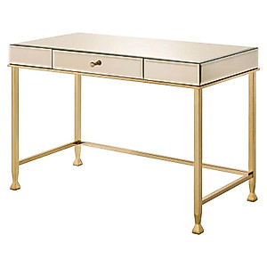 Acme Furniture Canine Writing Desk, Smoky Mirroed and Champagne Finish
