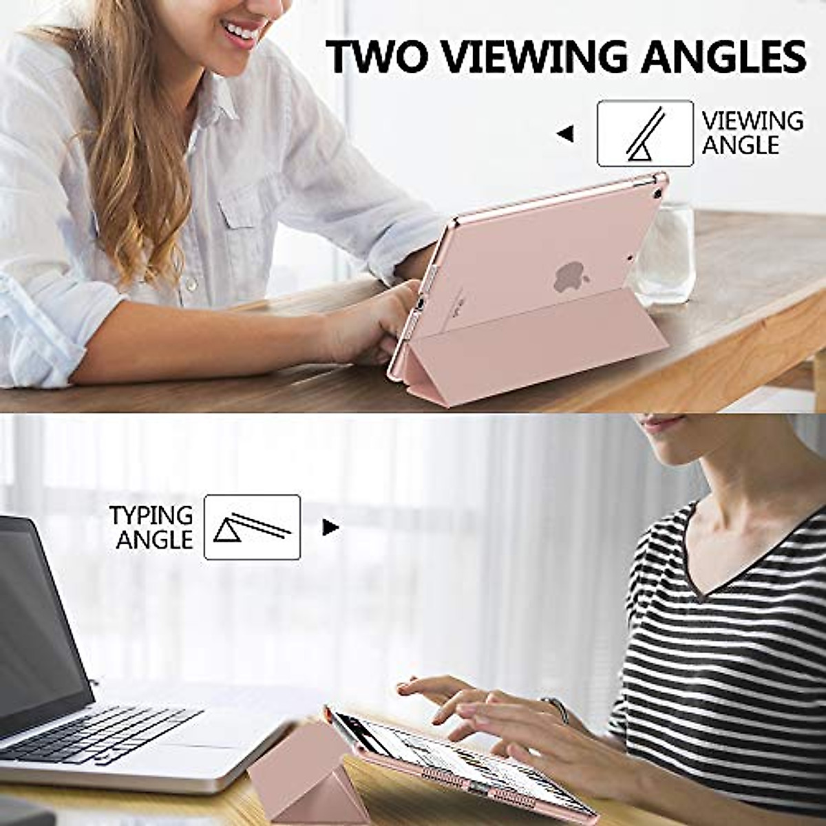 Moko Case for iPad 10.2 iPad 9th Generation 2021/ iPad 8th Generation 2020/ iPad 7th Generation 2019, Slim Stand Hard Back Shell Smart Cover Case for iPad 10.2 inch, Auto Wake/Sleep, Rose Gold