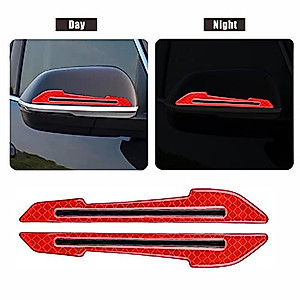 Yungeln Carbon Fiber Car Door Handle Stickers Rearview Mirror Reflective Warning Stickers Universal Auto Door Handle Scratch Cover Guard Protective Film Pad with Safety Reflective Strips 12 Pack