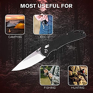 Firebird GANZO F753M1 Pocket Folding Knife Anti-Slip G-10 Handle with Clip 440C Stainless Steel Blade Camping Hunting Gear Fishing Folder Outdoor EDC Knife (Green)