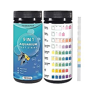 Aquarium Test Strips, 9 in 1 Aquarium Test Kit for Freshwater Saltwater, 100 Strips Aquarium Water Test Kit with Quick and Accurate, Pond Fish Tank Test Strips Testing Nitrite,Nitrate,Iron,pH and More