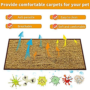 Reptile Carpet, Natural Coconut Fiber Mat for Pet Terrarium Liner, Coconut Fiber Substrate Reptile Supplies for Tortoise, Lizards, Chameleons, Snakes, Geckos, Bearded Dragon (12" x39.4" x 2Pack)