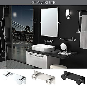 Gatco 1284 Modern Glam Double Hook, Chrome/Wall Mounted Two Hooks with 6.50" Mounting Base