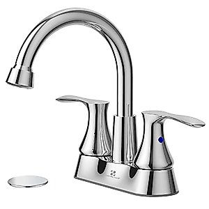 HOMELODY Centerset Bathroom Faucet 4 Inch, 2 Handles Bathroom Sink Faucet,360° Swivel Spout Lavatory Faucet with Pop Up Drain,Chrome