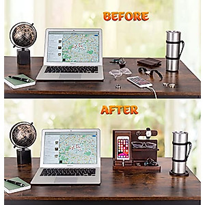 Peraco Wood Phone Docking Station for Men and Phone Organizer Station - Wooden Phone Docking Station for Men - Wooden Phone Stand  - Mens Docking Station and Organizer - Docking Station Organizer