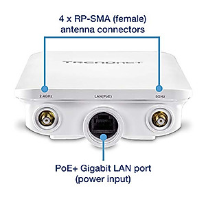 TRENDnet 5 DBI Wireless AC1300 Outdoor PoE+ Omni-Directional Access Point, TEW-841APBO, 4 X 5 DBI Omni Directional Antennas, Point-to-Point & Point-to-Multi-Point WiFi Bridging, IEEE 802.3AT PoE+