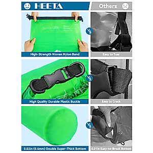HEETA Waterproof Dry Bag for Women Men, Roll Top Lightweight Dry Storage Bag Backpack with Phone Case for Travel, Swimming, Boating, Kayaking, Camping and Beach, Transparent Green 20L