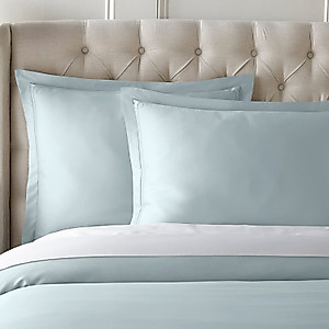 Pure Parima Luxury Duvet Cover Set 100% Certified Egyptian Cotton, Cool Breathable Ultra Soft Double Hem-Stitched Sateen Weave, Hidden Zipper Closure 1 Duvet Cover and 2 Pillow Shams (Spa, Queen)