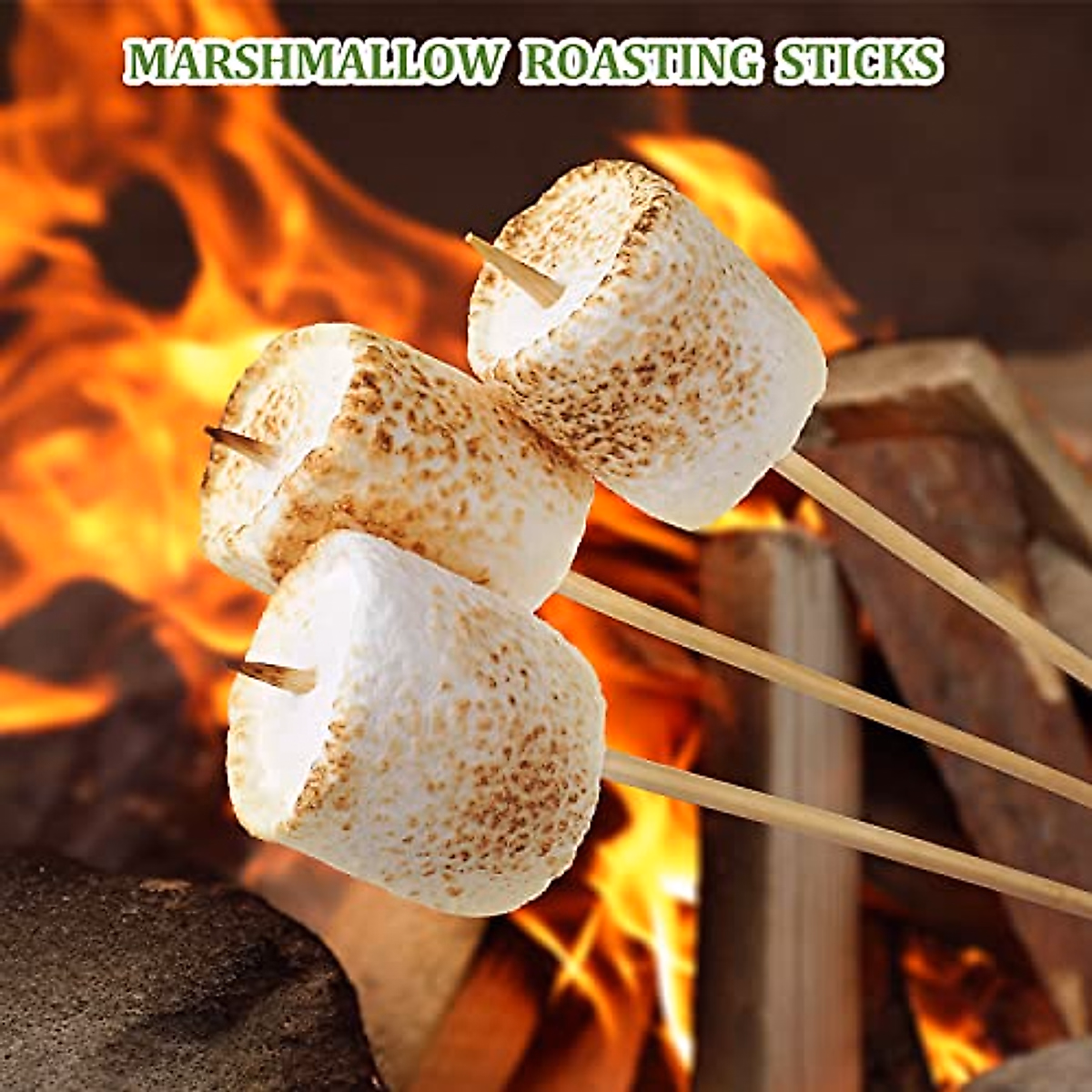 120 PCS Marshmallow Roasting Sticks - Smores Sticks for Fire Pit, Extra Long 36 Inch 5mm Thick Heavy Duty Bamboo Skewers, Kids Safe Roasting Sticks for Campfire, Camping, and Parties(36 Inch -120 PCS)