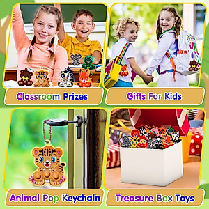Kids Party Favors 16PCS Animal Mini Pop Keychain,Goodie Bags Stuffers for Kids,Birthday Party Favors,Pinata Stuffers,Stocking Stuffers,Classroom Prizes for Kids