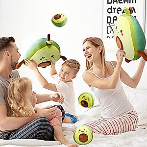4 Pieces Soft Pillow Stuffed Toy Food Pillows Fruit Plush Pillow Kids' Plush Toy Pillows Fruit Hugging Cushion for Home Bedroom Office Supplies (Avocado)
