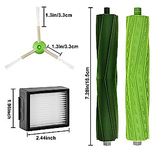 CTIOAOS 9pc Replacement Parts Accessories for iRobot Roomba i3 i3+ i4 i6 i6+ i7 i7+ i8 i8+/Plus E5 E6 E7 J7 I,E &J Series Vacuum Cleaners, 1 set of Roller Brushes & 4 HEPA Filters & 4 Side Brushes