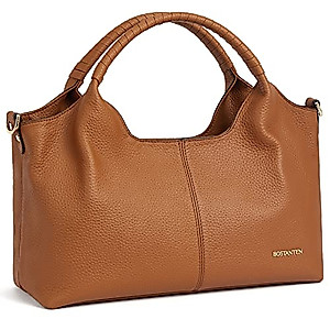 BOSTANTEN Genuine Leather Purses for Women Designer Handbags Crossbody Shoulder Bags Top Handle Satchel Brown