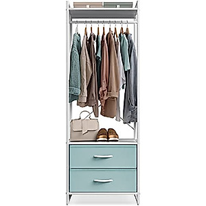 Sorbus Premium Cothing Rack with Drawers - Heavy Duty Wardrobe Closet with Metal Frame & Wooden Top - 70Inch Tall Garment Rack- Lightweight Freestanding Coat Closet - for Hallway, Bedroom