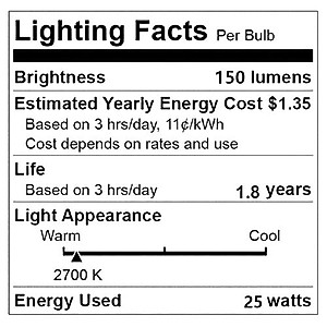 Lava Lamp Bulb, 6 Pack 25 Watt Lava Lamp Light Bulb, S11 E17 Base 120 Volt Lava Lamp Replacement Bulb for 14.5 Inch Glitter and Lava Lamps - Dimmable - Warm White