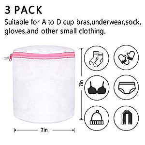 Bra Bags for Laundry, Bra Washer, Sock Bag for Washing Machine, Underwear Washing Bag, Bra Washer Protector, Mesh Laundry Bag (7X7inches, 3 Set)