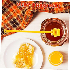 ORFOFE 6pcs Honey Extractor Honey Mixing Stirrer Honey Drizzle Stick Honey Stirring Stick Honey Mixing Sticks Honey Dipper Honeycomb Stick Honey Comb Wand Honey Bee Abs Yellow re-usable