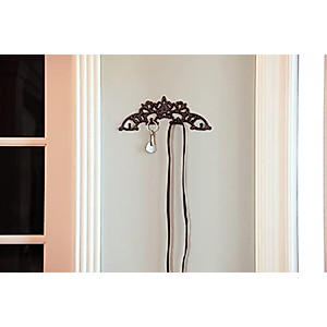 gasare, Decorative Hooks, Key Holder for Wall, Cast Iron Hooks, Wall Mount Screws and Anchors, 12 x 4 ½ Inches, Brown, 1 Unit