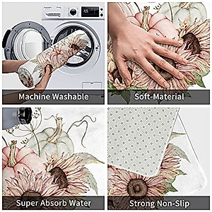 DADABULIU Bath Mat for Bathroom Pumpkin Pink Sunflower Farmhouse Rugs Shower Mats Memory Foam Rug Non Slip Tub Floor Small Soft Thick Light Absorbent Washable for Home Hotel Decor 15.7 X 23.6 Inch
