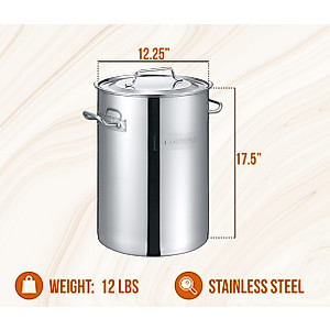 CONCORD Heavy Duty Stainless Steel Turkey Fryer Kit with Rack, Slicer, Hook, Thermometer, and heat proof gloves. Also great for Seafood Boil, Crawfish Boil, and more (Turkey Fryer Kit)