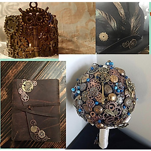 levylisa Bulk 500 Gram Small Plated Wheel Gear,GearJewelry Scrapbooking Charms Wheel,Old Steampunk Watch Parts Pieces Vintage Antique Cogs Wheels (500g)