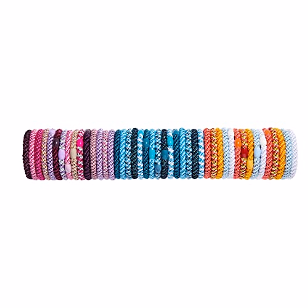 L. Erickson Grab & Go Ponytail Holders, Bejeweled, Set of Fifteen - Exceptionally Secure with Gentle Hold