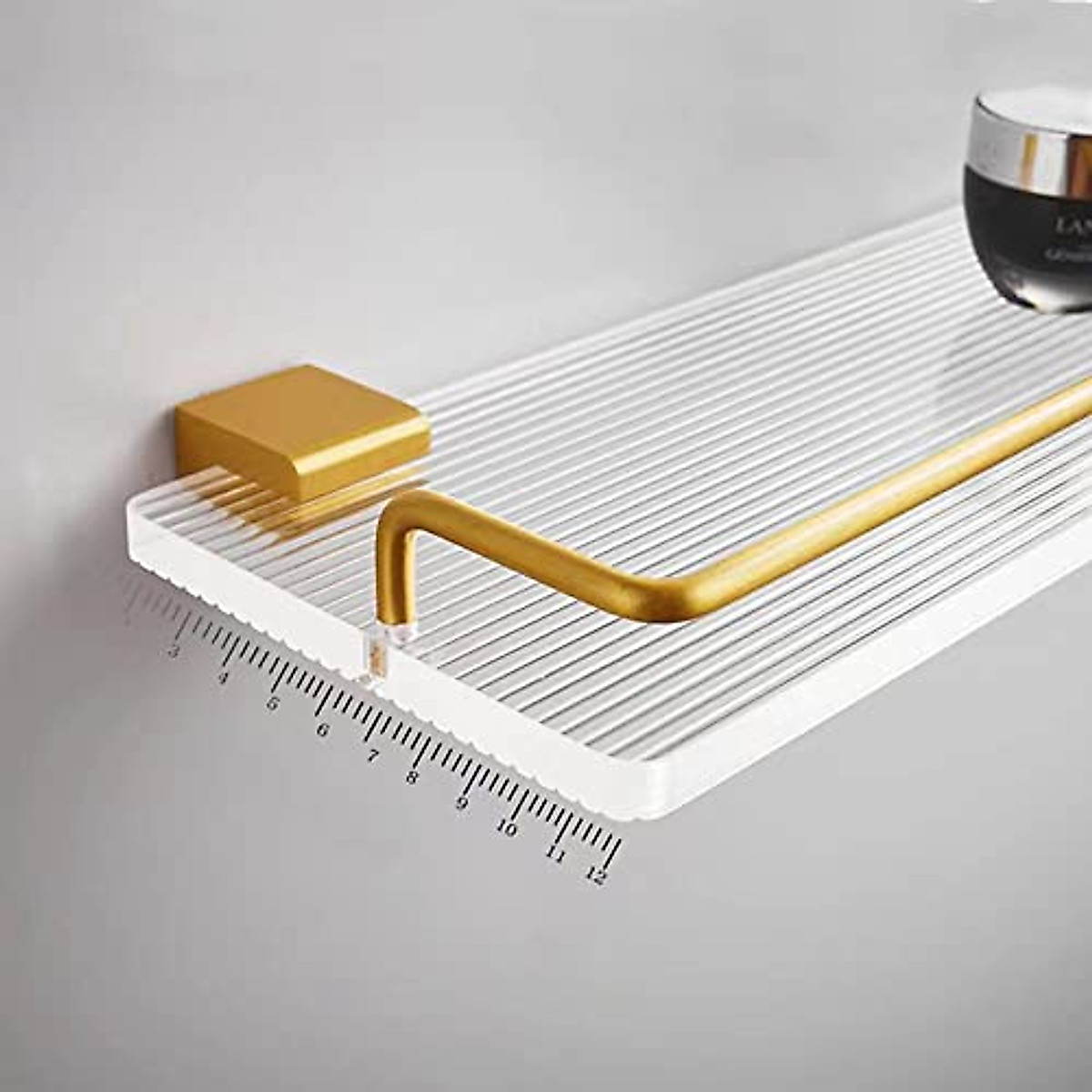 HSXJJ Rack Acrylic Shelf with Towel Bar and Rails Aluminum Extra Thick Acrylic Bathroom Rack with Towel Bar 15.7" x 4.7" (Gold)