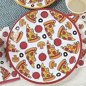Pizza Party Supplies (Serves 24) Dinner Plates, Dessert Plates, Cups, Napkins. Pizza Party Birthday Decorations for Kids, Boys, Girls and More. Pizza Themed Birthday Party Decorations