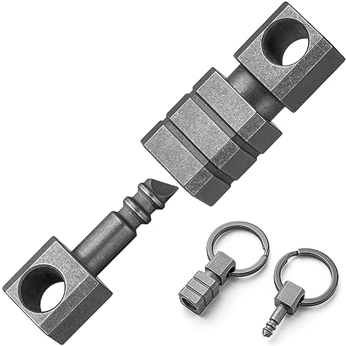 TISUR Titanium Quick Release Keychain,Pull Apart Detachable Key Chain,Swivel Clasps for Jewelry Necklace Bracelet Making,EDC Multitool for Men Women (Matte quick release keychain)