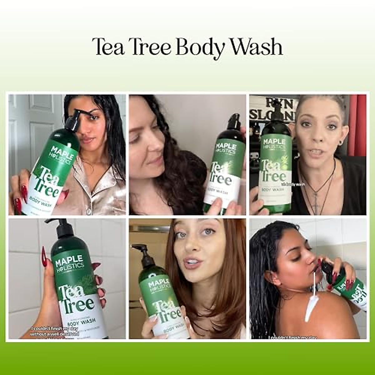 Tea Tree Oil Body Wash - Hydrating Shower Gel Tea Tree Body Wash for Women and Men - Women and Mens Body Soap with Peppermint and Tea Tree Essential Oil and Moisturizing Body Wash for Dry Skin Care