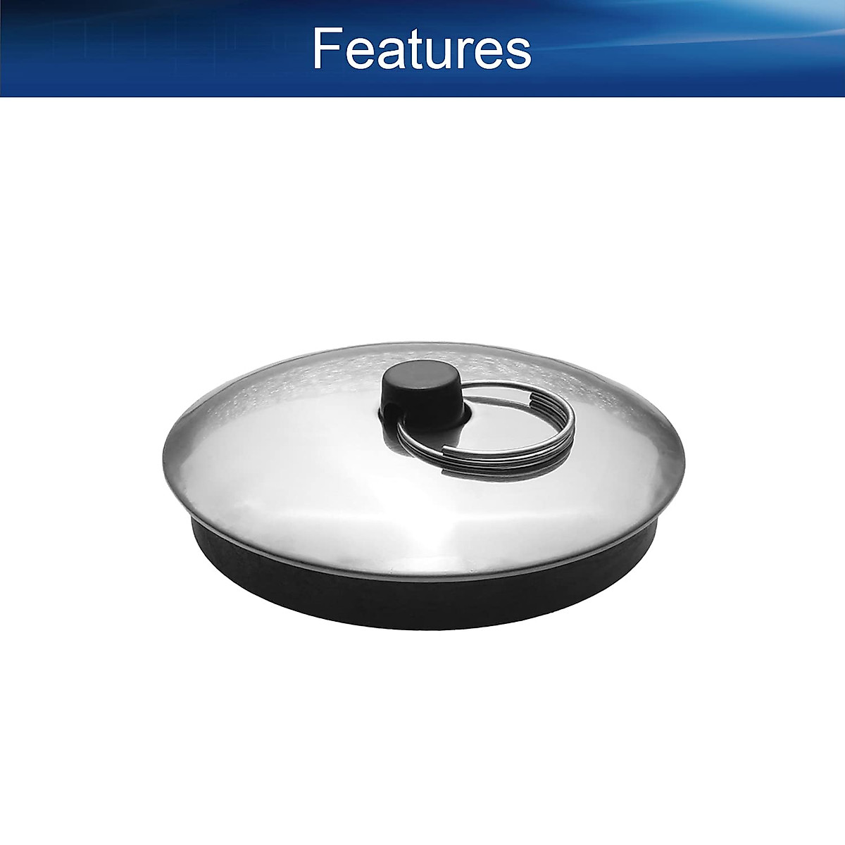 Yinpecly 1pcs Sink Drain Stopper Kitchen Sink Plug Stainless Steel Large 2.48 inch Diameter Black Silver Stopper with Hanging Ring for Bathtub and Bathroom Kitchen Sink