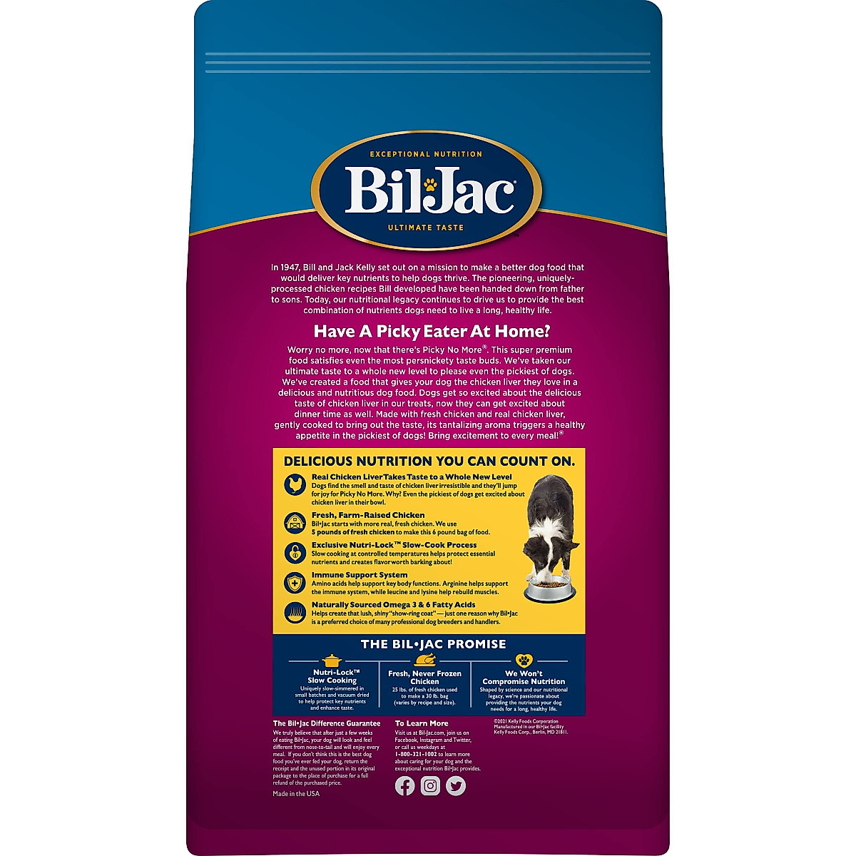 Bil-Jac Picky No More Medium & Large Breed Chicken Liver Recipe Dry Dog Food 6 Pounds (2-Pack)